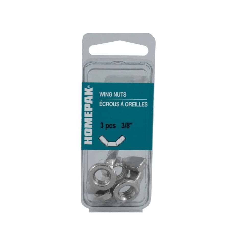 HOME PAK 3 Pack 3/8-16 18.8 Stainless Steel Wing Nuts | Home Hardware