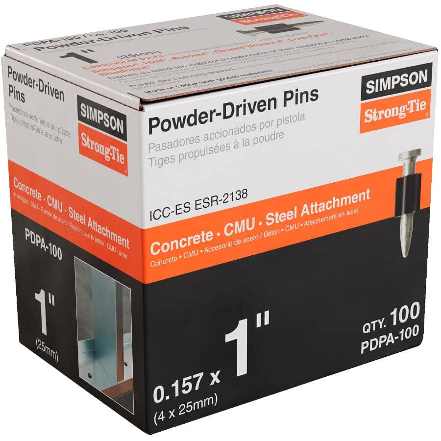 SIMPSON STRONG-TIE 100 Pack 1" Powder Actuated Drive Pins | Home Hardware