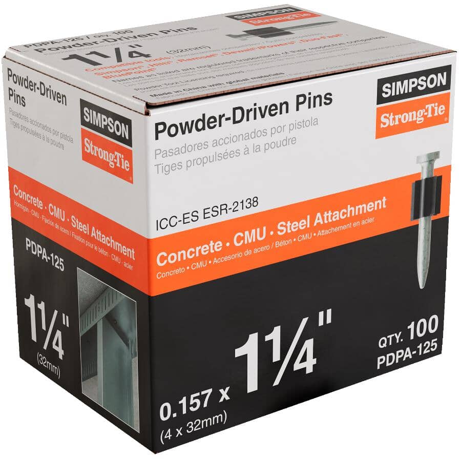 SIMPSON STRONG-TIE 100 Pack 1-1/4" Powder Actuated Drive Pins | Home ...