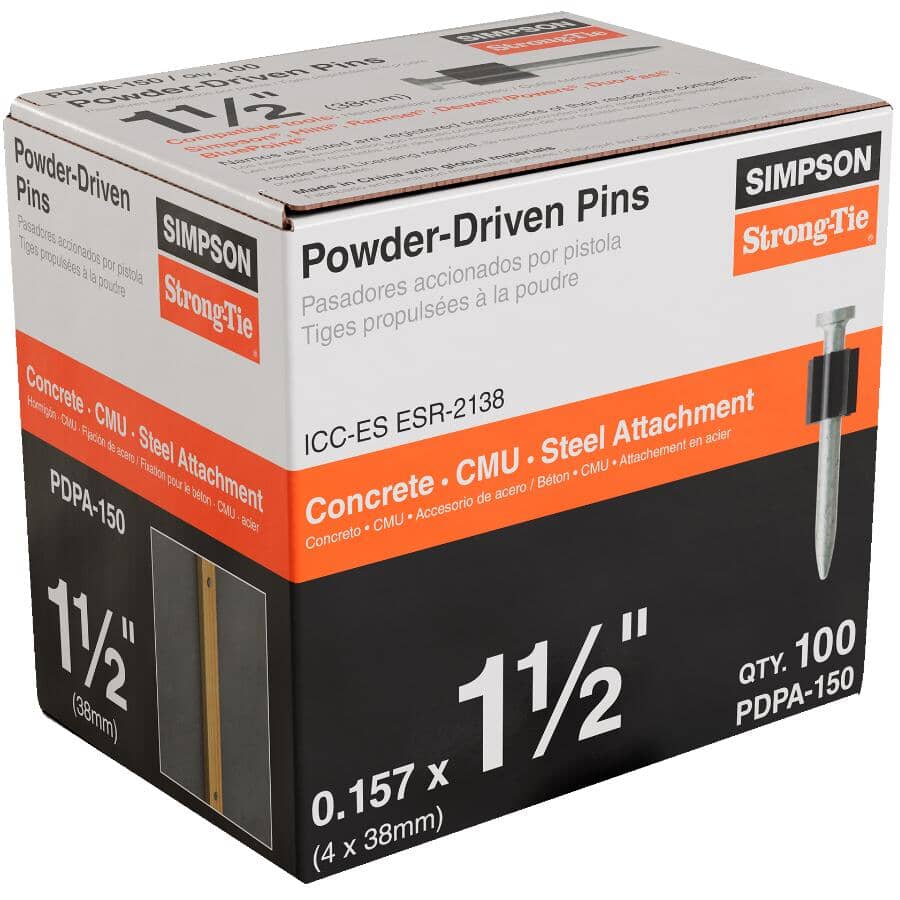 SIMPSON STRONG-TIE 100 Pack 1-1/2" Powder Actuated Drive Pins | Home ...