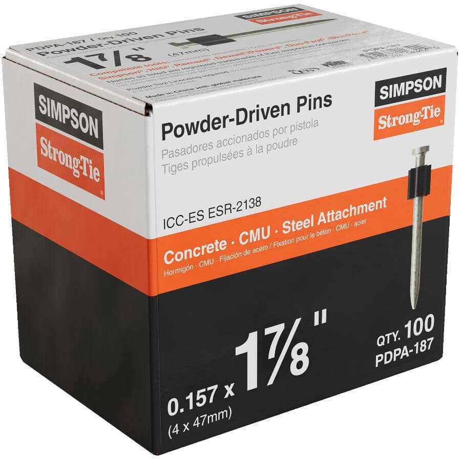SIMPSON STRONG-TIE 100 Pack 1-7/8" Powder Actuated Drive Pins | Home ...
