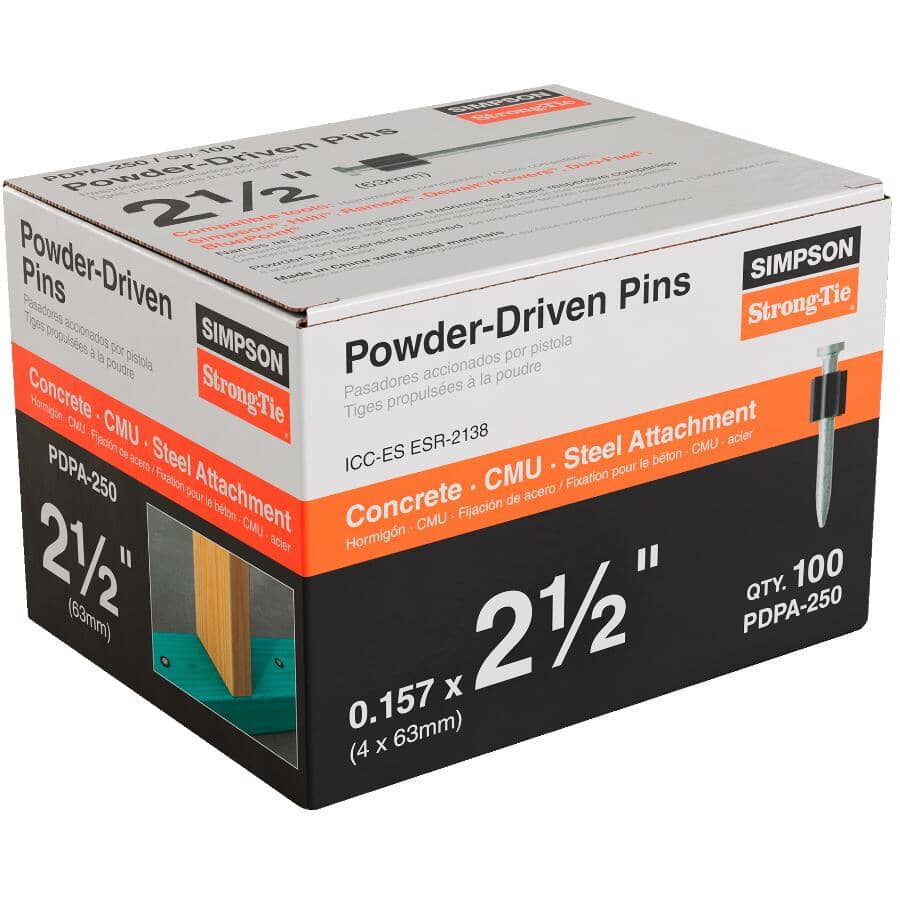 SIMPSON STRONG-TIE 100 Pack 2-1/2" Powder Actuated Drive Pins | Home ...
