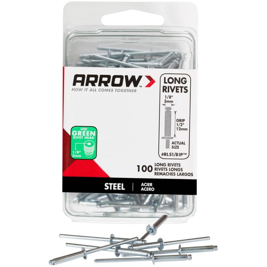 ARROW 100 Pack 1/8" Long Steel Rivets | Home Hardware