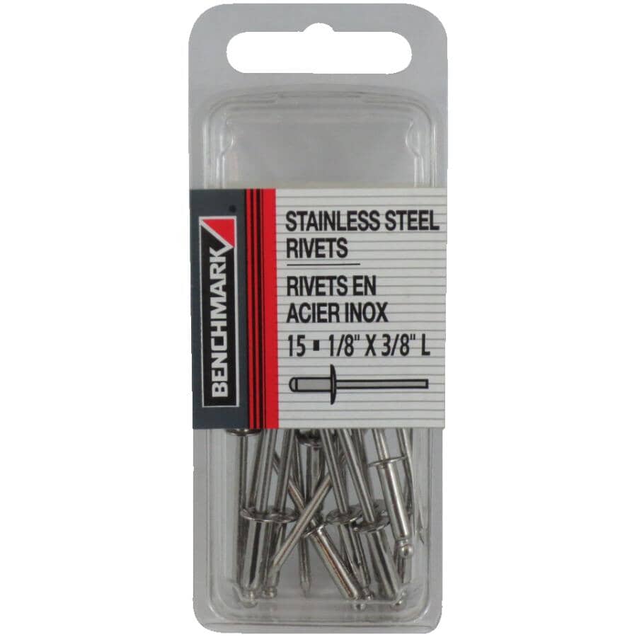 BENCHMARK 15 Pack 1/8" Long Stainless Steel Rivets | Home Hardware