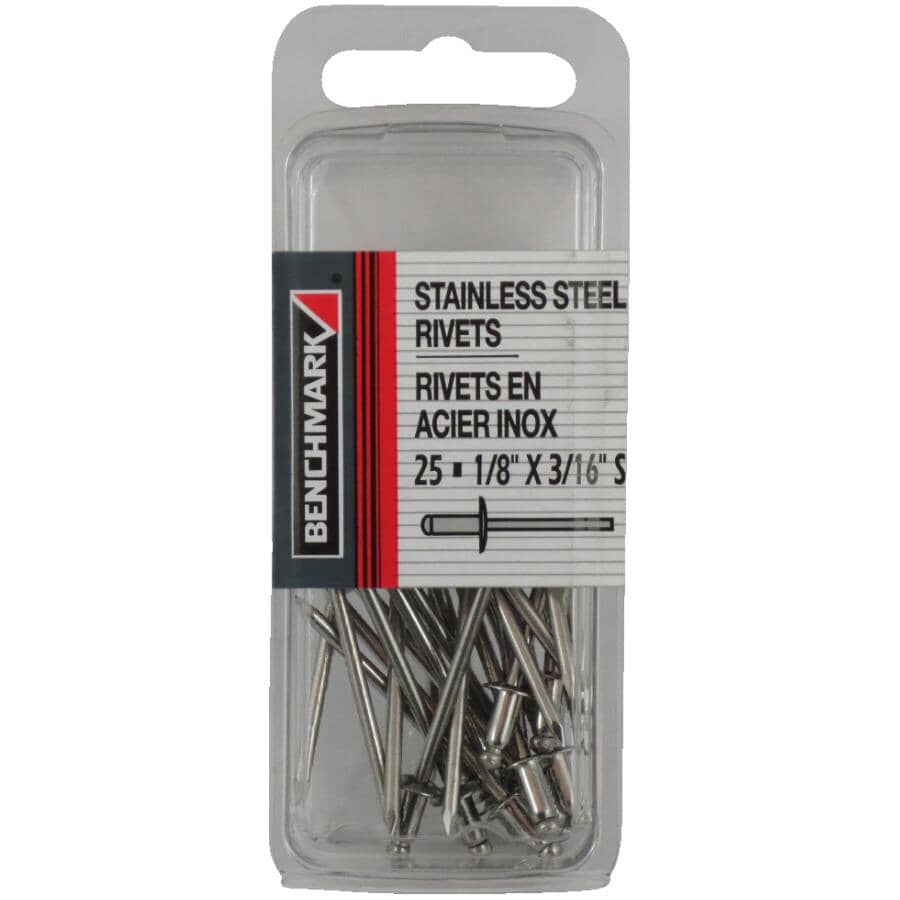 BENCHMARK 25 Pack 1/8" Short Stainless Steel Rivets | Home Hardware