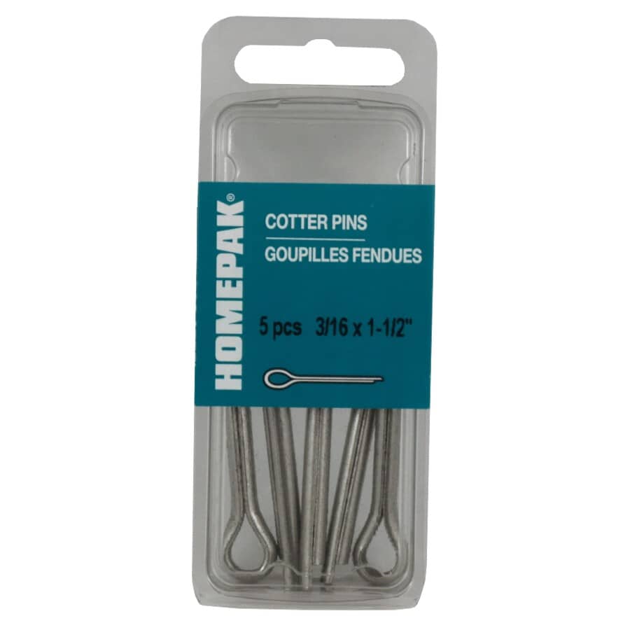 HOME PAK 5 Pack 3/16" x 1-1/2" 18.8 Stainless Steel Cotter Pins | Home ...