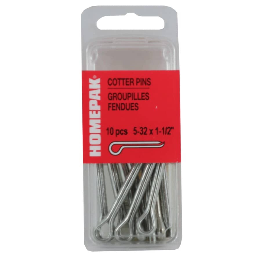 HOME PAK 10 Pack 5/32" x 1-1/2" Zinc Plated Cotter Pins | Home Hardware