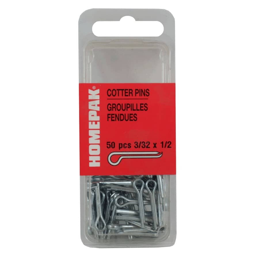 HOME PAK 50 Pack 3/32" x 1/2" Zinc Plated Cotter Pins | Home Hardware