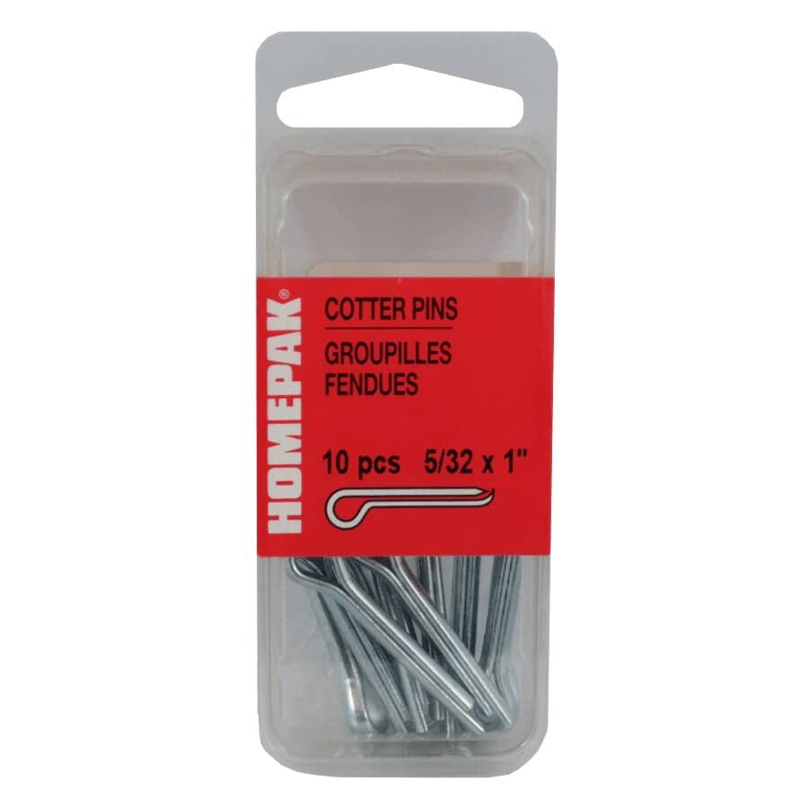HOME PAK 10 Pack 5/32" x 1" Zinc Plated Cotter Pins | Home Hardware