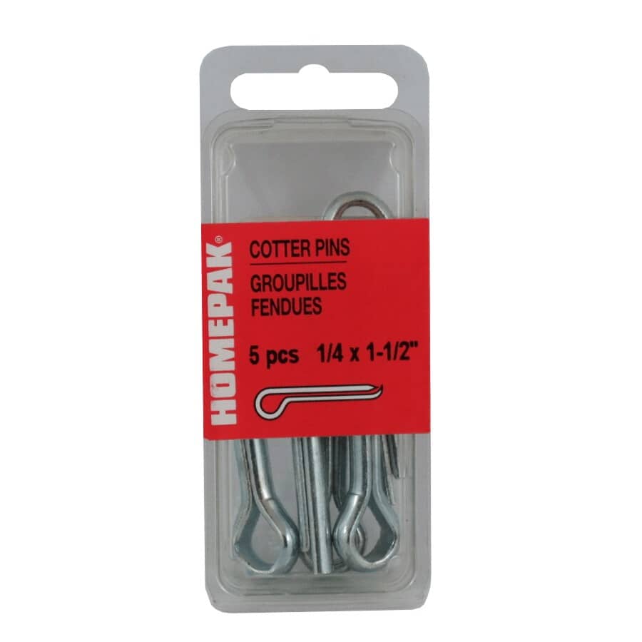 HOME PAK 5 Pack 1/4" x 1-1/2" Zinc Plated Cotter Pins | Home Hardware