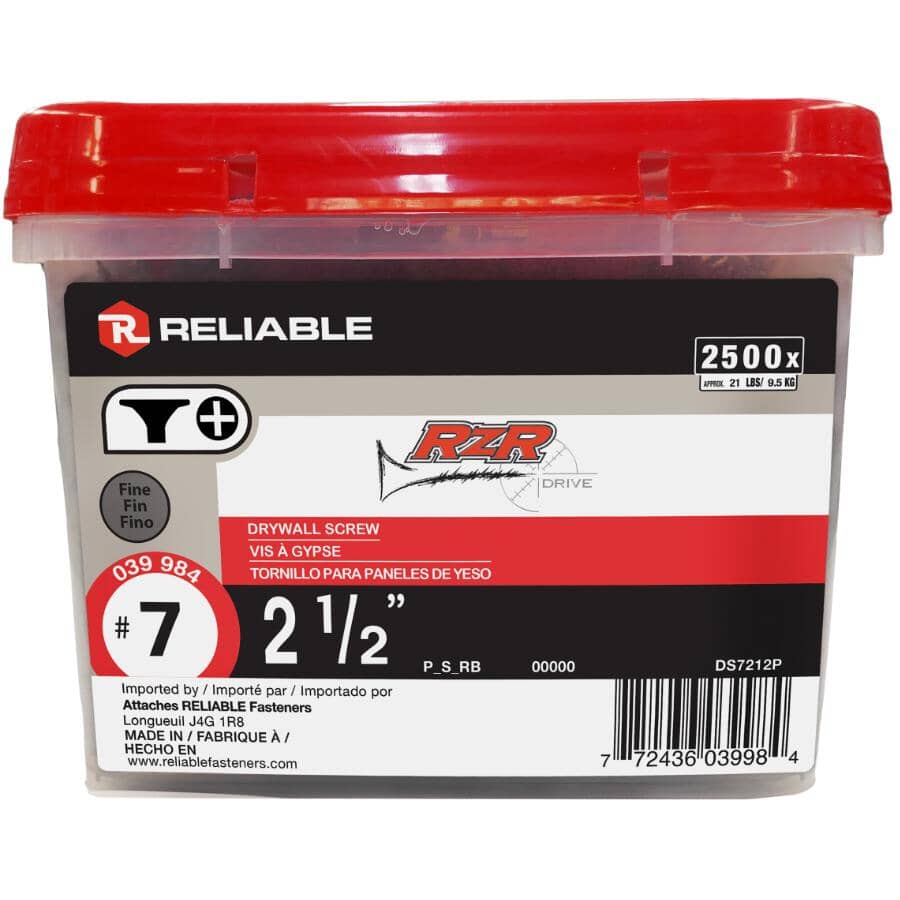 RELIABLE FASTENERS #7 x 2-1/2" Fine Thread Drywall Screws | Home Hardware