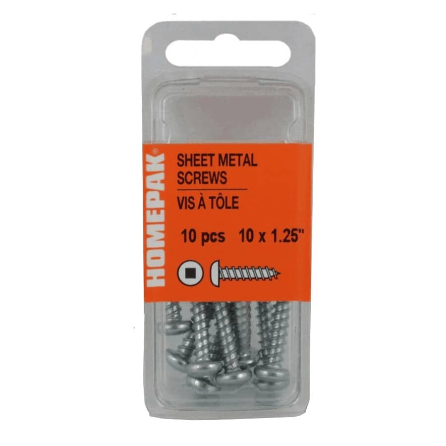 HOME PAK 10 Pack #10 x 1-1/4" Pan Head Socket Zinc Plated Tap Screws ...