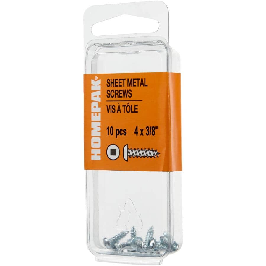 HOME PAK 10 Pack #4 x 3/8" Pan Head Socket Zinc Plated Tap Screws ...