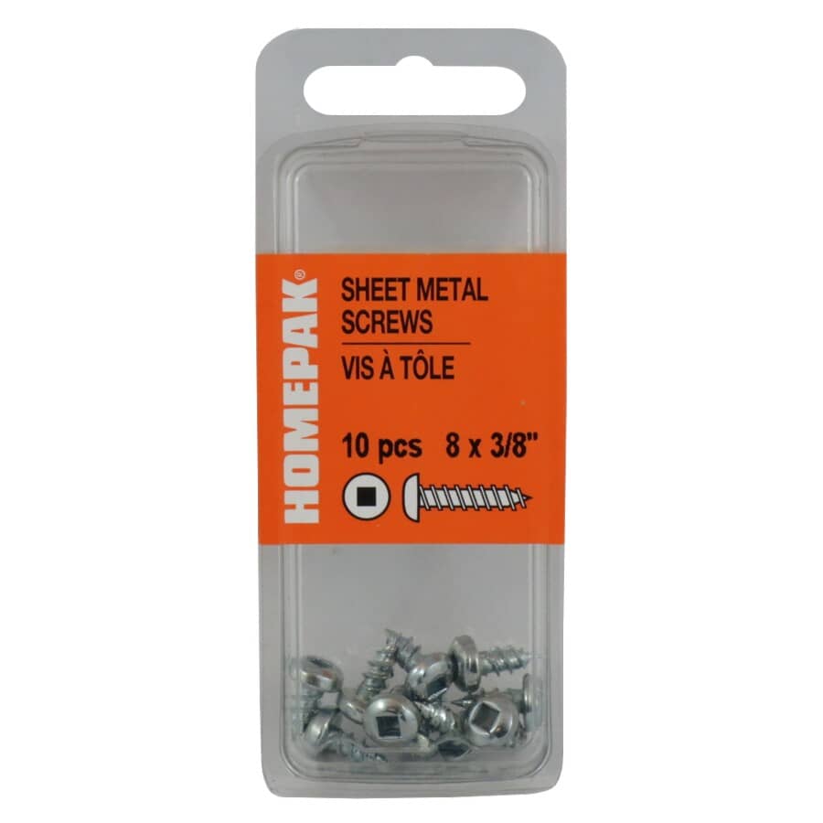 HOME PAK 10 Pack #8 x 3/8" Pan Head Socket Zinc Plated Tap Screws ...