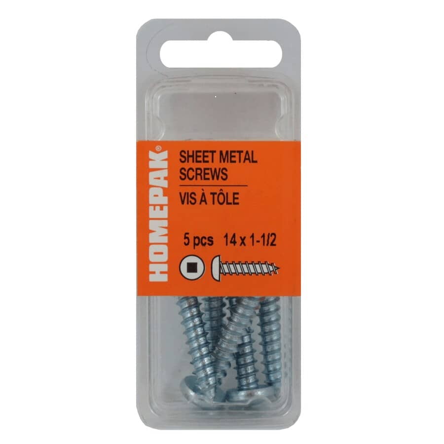 HOME PAK 5 Pack #14 x 1-1/2" Pan Head Socket Zinc Plated Tap Screws ...