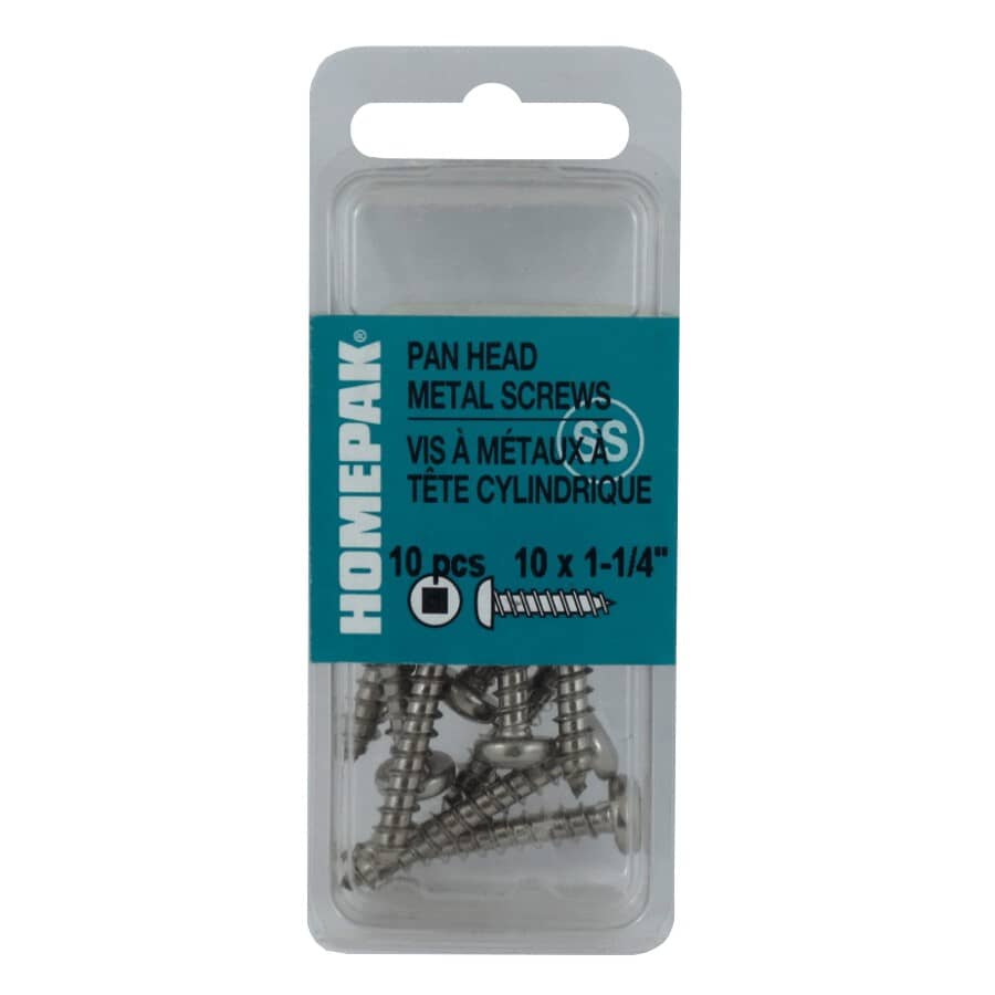 HOME PAK 10 Pack #10 x 1-1/4" Pan Head Socket Stainless Steel Tap ...