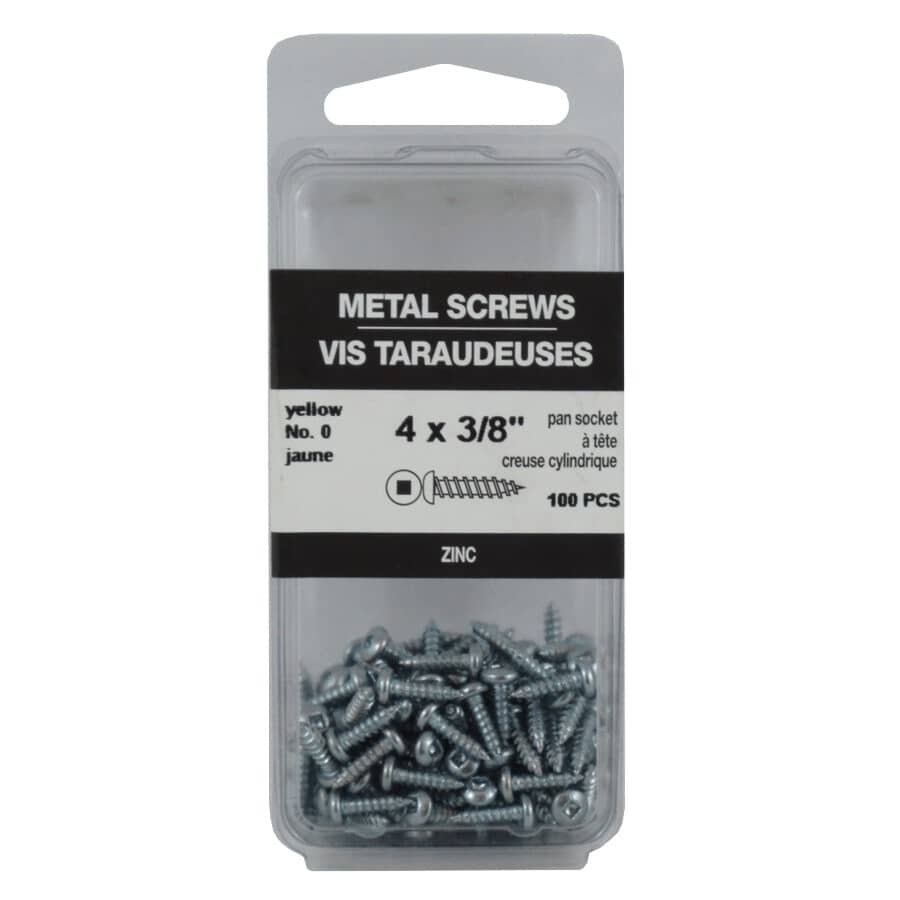 HOME BUILDER 100 Pack #4 x 3/8" Pan Head Socket Zinc Plated Tap Screws ...