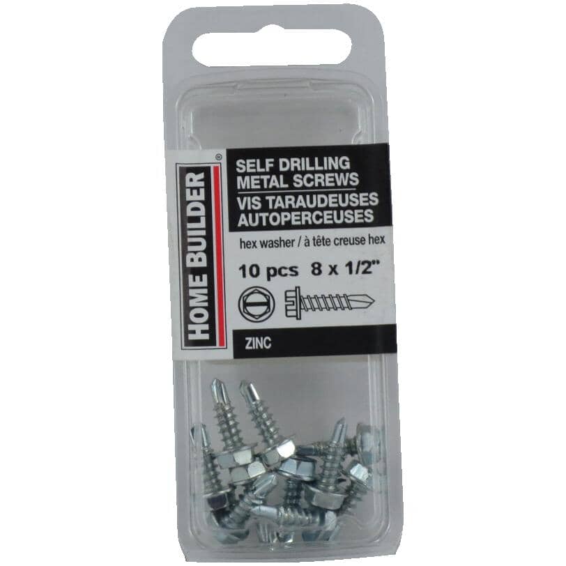 HOME BUILDER 10 Pack #8 x 1/2" Hex Washer Head Self | Home Hardware