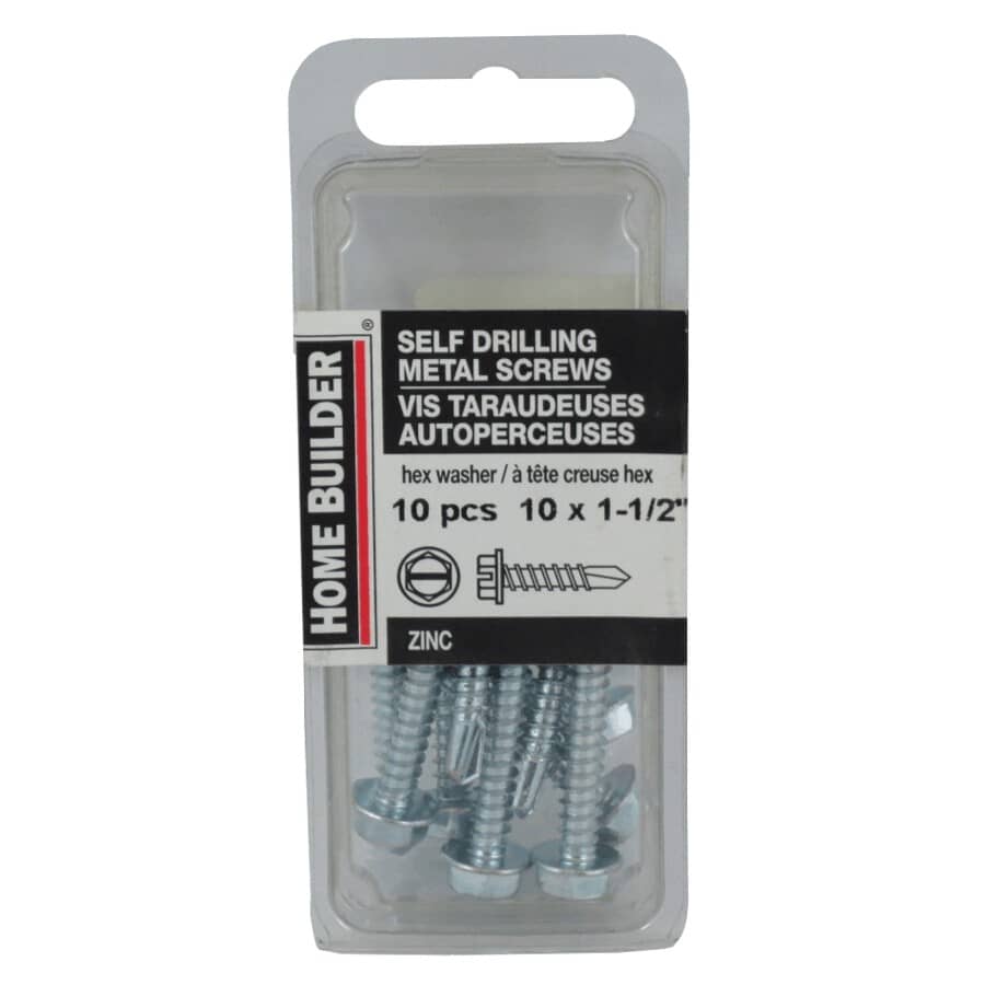HOME BUILDER 10 Pack #10 x 1-1/2" Hex Washer Head Self | Home Hardware