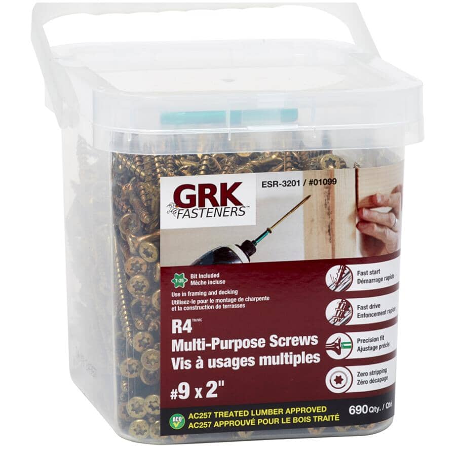 GRK FASTENERS #9 x 2" Climatek Star Drive R4 Structural Wood Screws ...