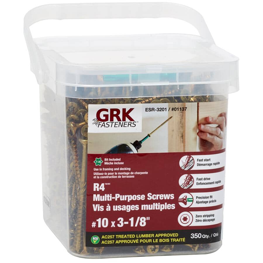 GRK FASTENERS #10 x 3-1/8" Climatek Star Drive R4 Structural Wood ...