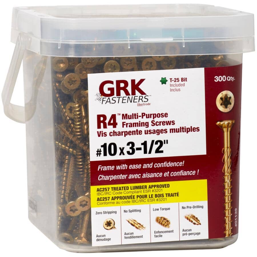 GRK FASTENERS #10 x 3-1/2" Climatek Star Drive R4 Structural Wood ...