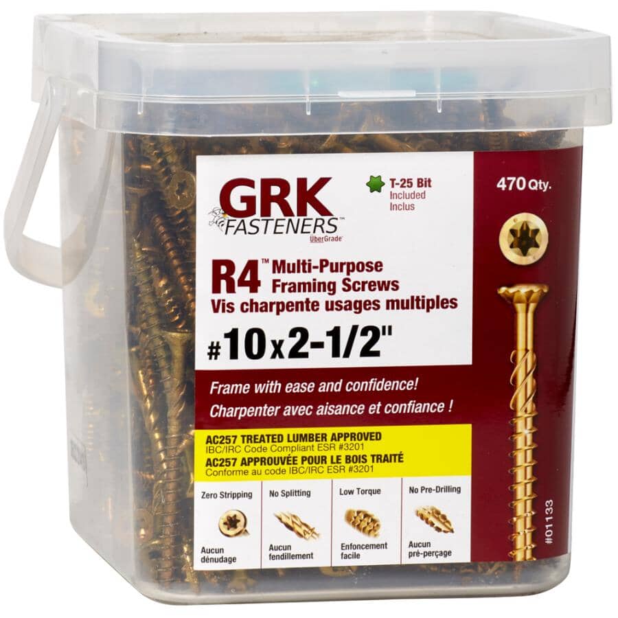 GRK FASTENERS #10 x 2-1/2" Climatek Star Drive R4 Structural Wood Screws | Home Hardware