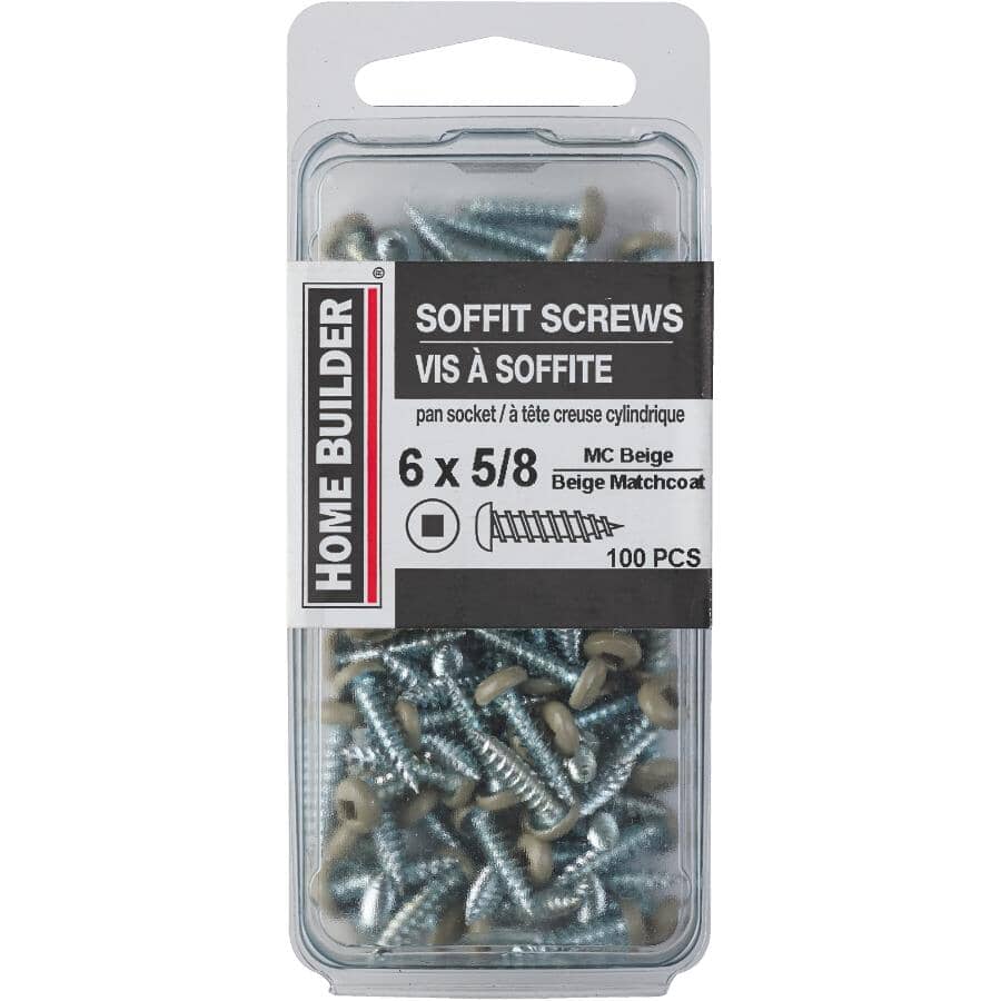 HOME BUILDER 100 Pack #6 x 5/8" MC Beige Pan Head Soffit Screws | Home ...