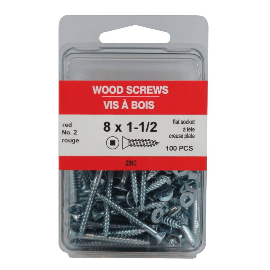 HOME BUILDER Paquet de 100 vis à bois à tête plate creuse plaquées zinc ...