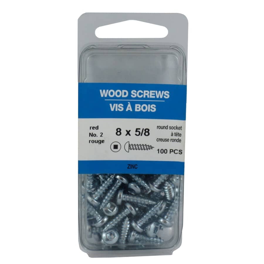 HOME BUILDER 100 Pack #8 x 5/8" Zinc Plated Round Head Socket Wood ...