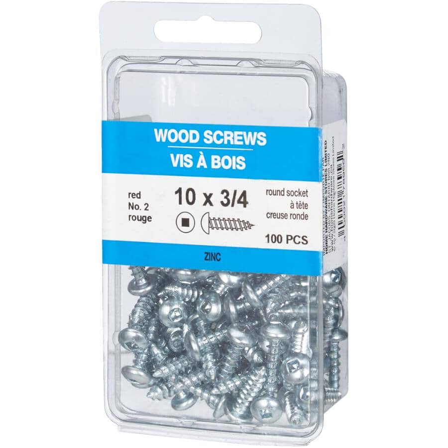 HOME BUILDER 100 Pack #10 x 3/4" Zinc Plated Round Head Socket Wood ...