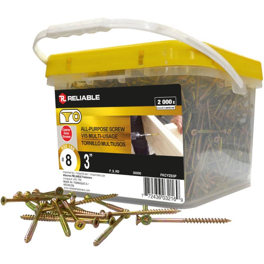 RELIABLE FASTENERS #8 x 3" Yellow Zinc All Purpose Screws | Home Hardware