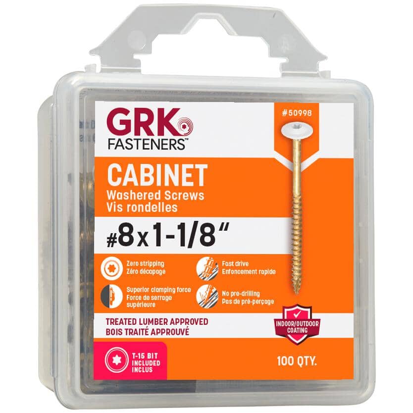 GRK FASTENERS 8 x 1-1/8" Cabinet Washered Screws | Home Hardware