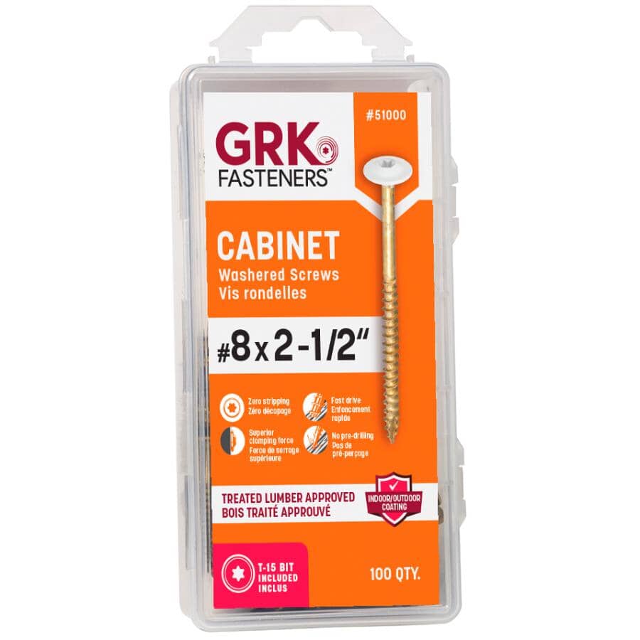 GRK FASTENERS 8 x 2-1/2" Cabinet Washered Screws | Home Hardware