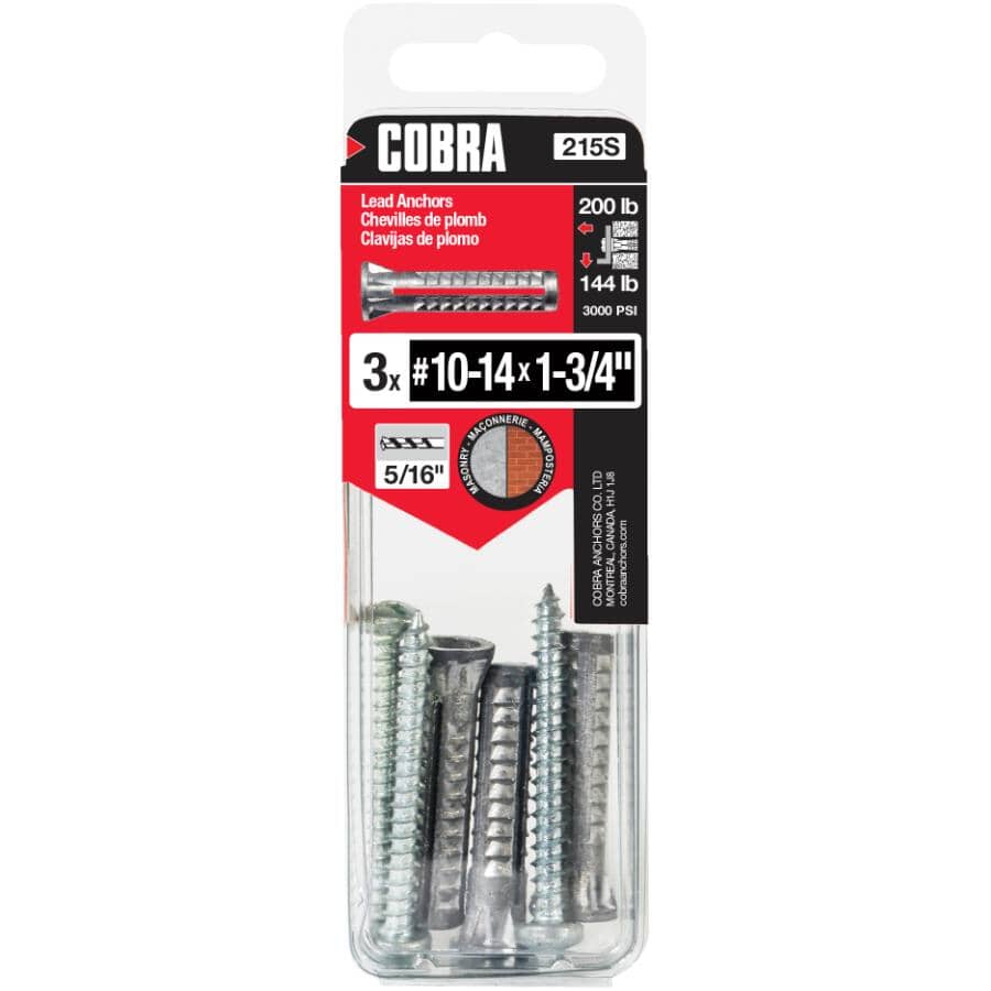 COBRA ANCHORS #10-12-14 x 1-3/4" Lead Anchors | Home Hardware