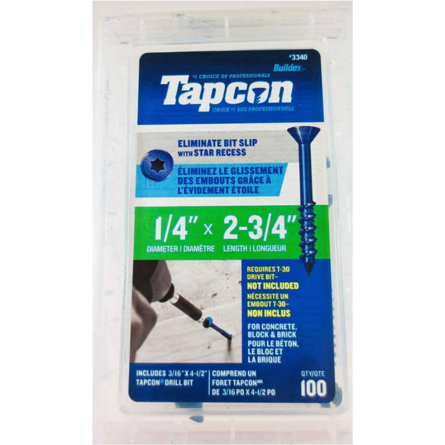 TAPCON 1/4" x 2-3/4" Star Concrete Screws with Bit | Home Hardware