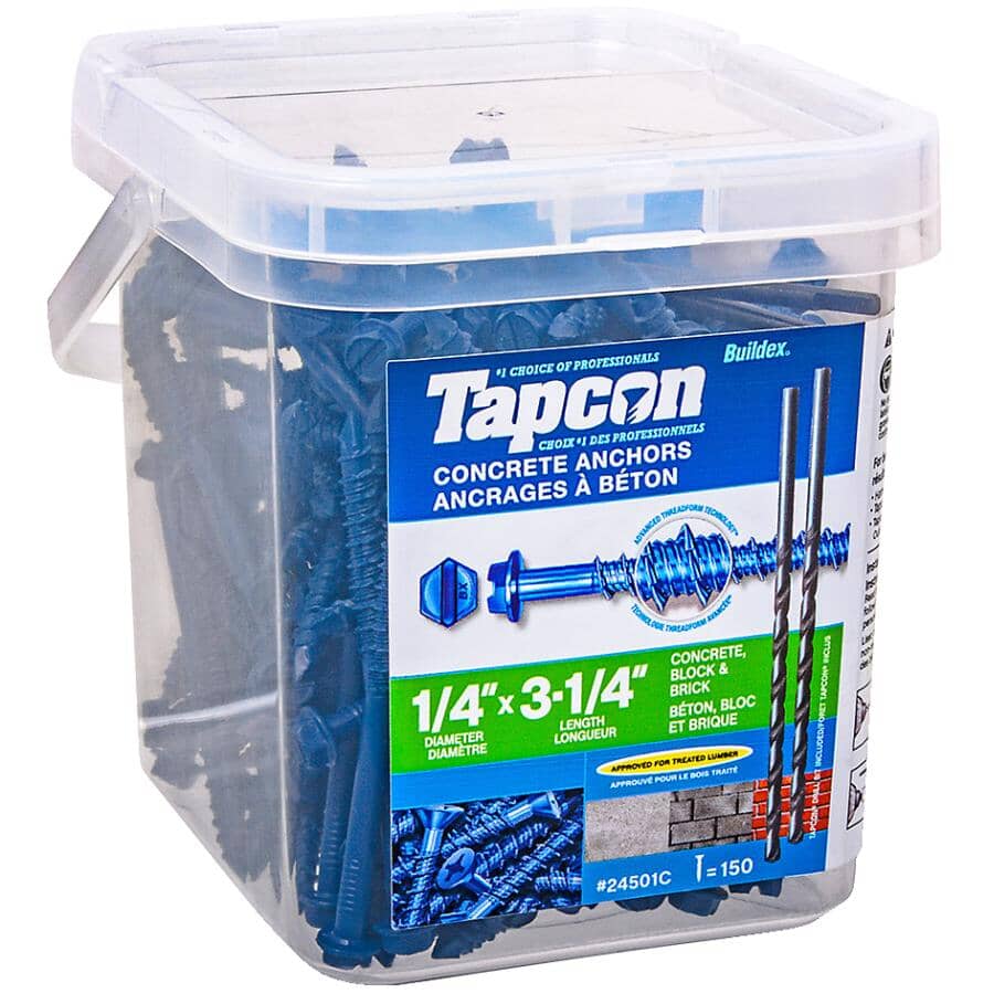TAPCON 150 Pack 1/4" x 3-1/4" Hex Head Concrete Screws | Home Hardware