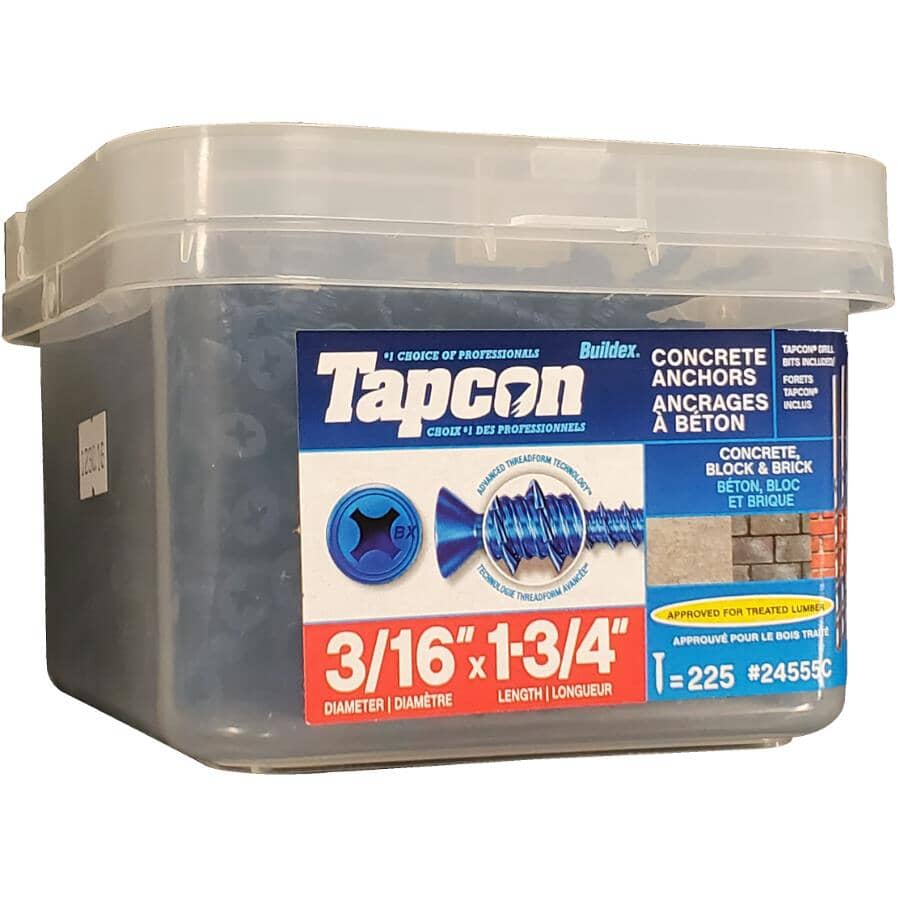 TAPCON 225 Pack 3/16" x 1-3/4" Concrete Screws | Home Hardware