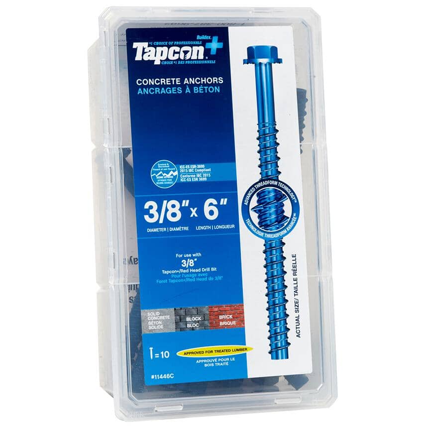 TAPCON Tapcon+ 10 Pack 3/8" x 6" Hex Head Concrete Screws | Home Hardware
