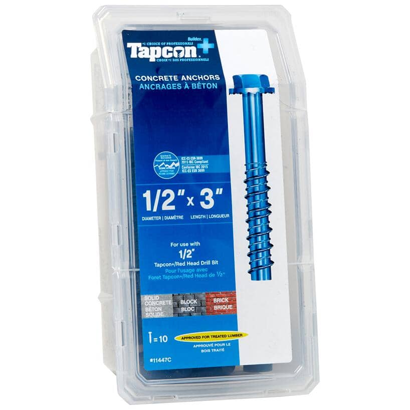 Tapcon+ 10 Pack 1/2" x 3" Hex Head Concrete Screws | Home Hardware