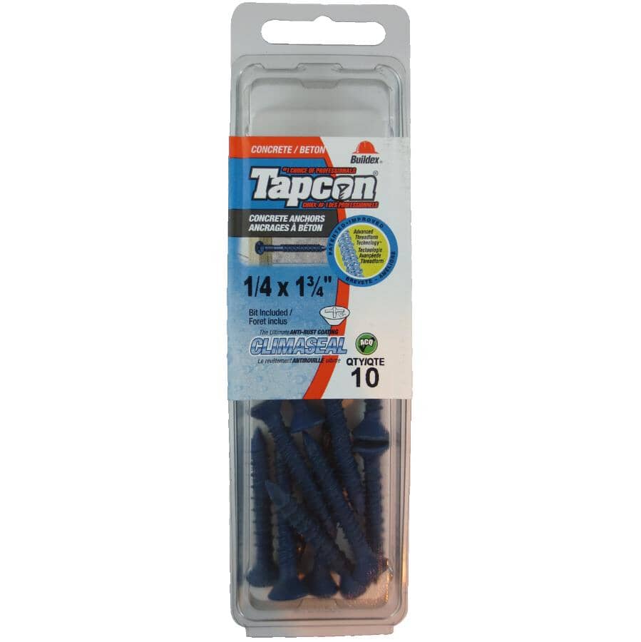 HOME BUILDER/TAPCON 1/4" x 1-3/4" Star Concrete Screws with Bit | Home ...