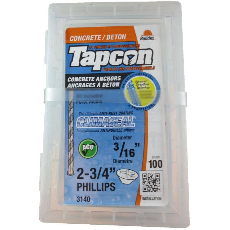 HOME BUILDER/TAPCON 3/16" x 2-3/4" Star Concrete Screws WH | Home Hardware