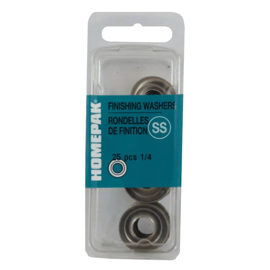 HOME PAK 25 Pack 1/4" 18.8 Stainless Steel Finish Washers | Home Hardware