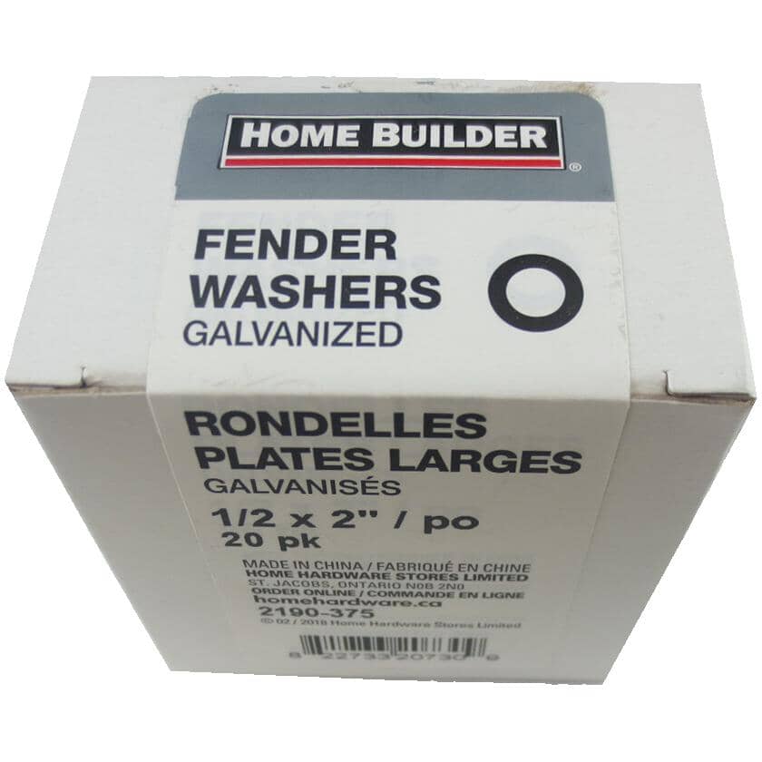 HOME BUILDER 20 Pack 1/2" Galvanized Fender Washers | Home Hardware