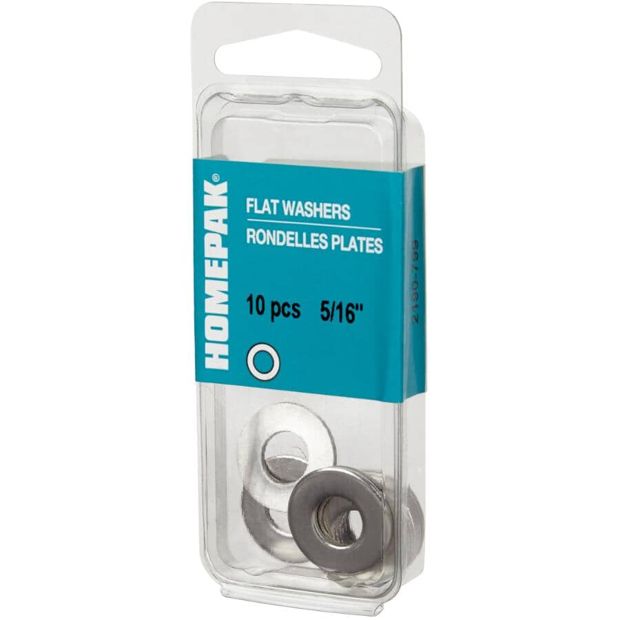 HOME PAK 10 Pack 5/16" 18.8 Stainless Steel Flat Washers | Home Hardware