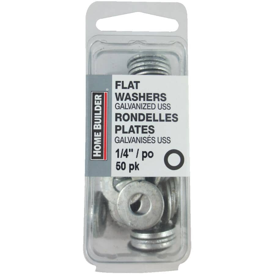 HOME BUILDER 50 Pack 1/4" Galvanized Flat Washers | Home Hardware