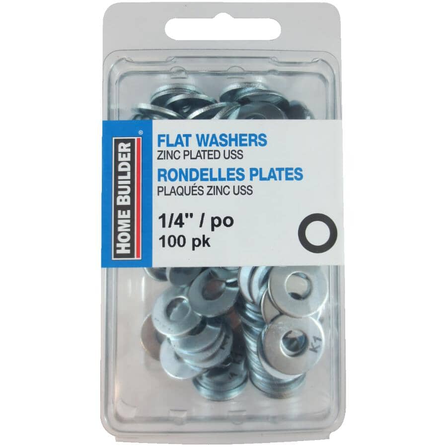 HOME BUILDER 100 Pack 1/4" Zinc Plated Flat Washers | Home Hardware