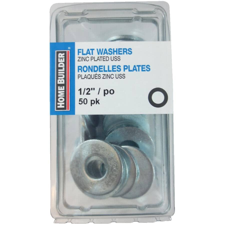HOME BUILDER 50 Pack 1/2" Zinc Plated Flat Washers | Home Hardware