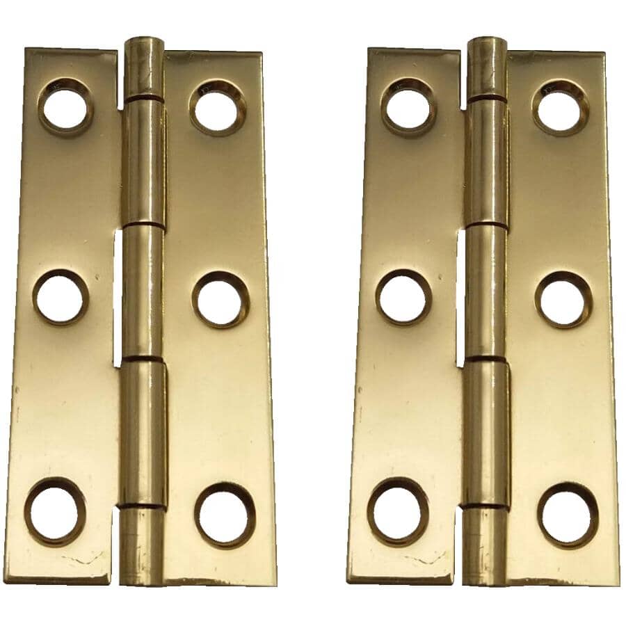 BUILDER'S HARDWARE 2 Pack 2-1/2" x 1-1/8" Solid Brass Narrow Hinges | Home Hardware
