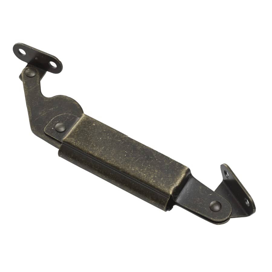 BUILDER'S HARDWARE Antique Brass Center Mount Spring Lid Support | Home ...